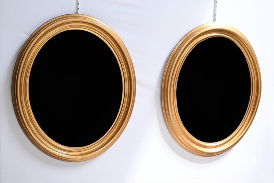 Rare Paire de Miroirs Ovales – Milieu XIXe - Antiquités Lecomte